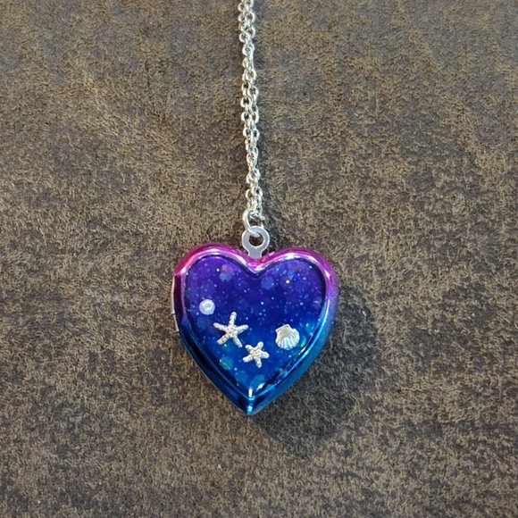 Jewelry | Silver Claires Heart Blue Purple Locket | Poshmark